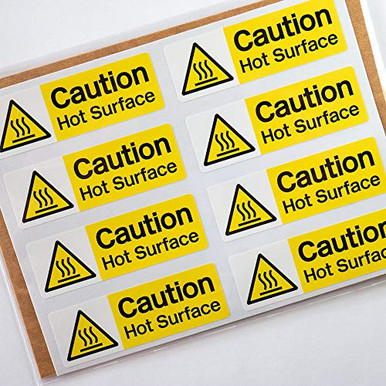 Caution Hot Surface Warning Stickers - Pack of 36 - 50mm x 15mm ...
