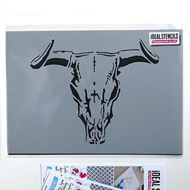 Bull Steer Skull STENCIL paint walls fabric and furniture reusable Home ...