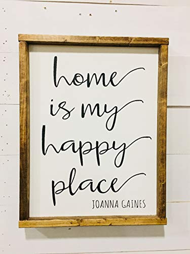 HOME IS MY HAPPY PLACE JOANNA GAINES FARMHOUSE STYLE FRAMED WOOD SIGN ...