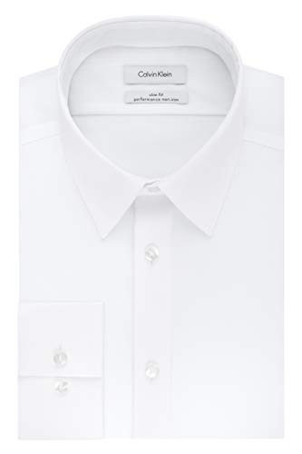 Calvin Klein Mens Non Iron Slim Fit Solid Point Collar Dress Shirt ...
