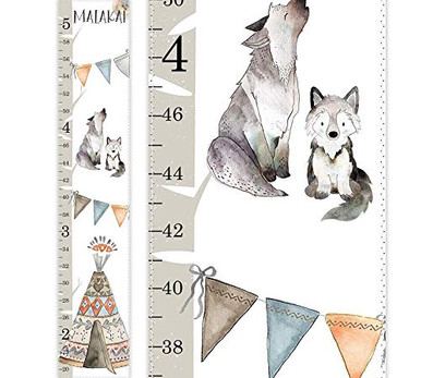 Wolf Growth Chart Woodland Nursery Decor Woodland Growth Chart Canvas ...