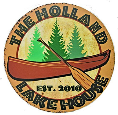 Tin Shop Signs Vintage Lake House Sign with Canoe Personalized to Your ...
