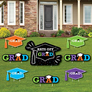 Hats Off Grad - Yard Sign and Outdoor Lawn Decorations - Graduation ...