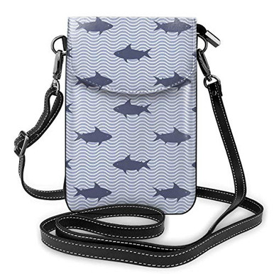 Leather Phone Purse Sharks and Ocean Waves Small Crossbody Bag Mini ...