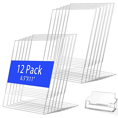 T-SIGN Acrylic Sign Holder 8.5 x 11 Slant Back Clear Plastic Table Top ...