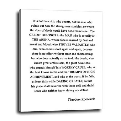 Teddy Roosevelt Man in the Arena Quote Motivational Wall Art ...