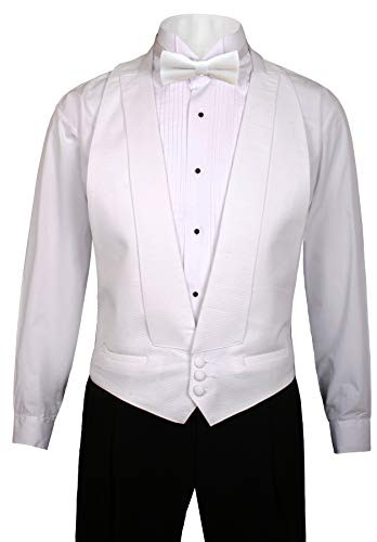 Guytalk Mens White Pique Vest with Matching Bow Tie - Warehousesoverstock