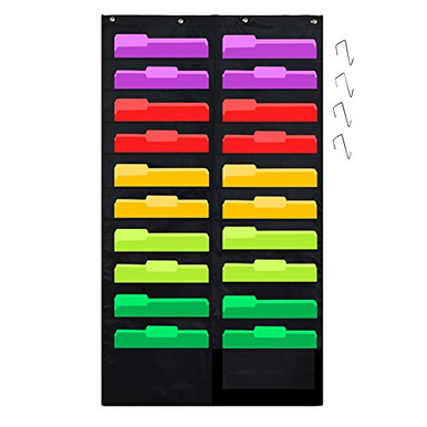 Godery Folder Pocket Chart (Black), Cascading Wall Organizer for School ...