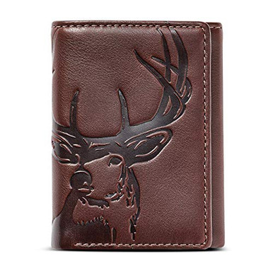HOJ Co. Deer Classic Trifold Mens Leather Trifold Wallet Deer Wallet ...