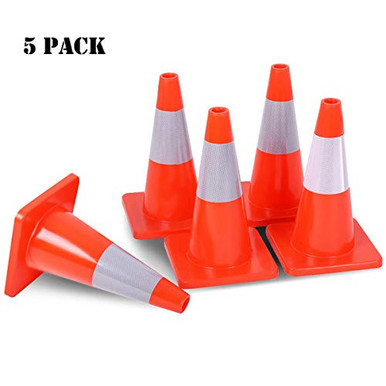 Goplus 5PCS Traffic Cones 18 inch PVC Safety Road Parking Cones Driving ...