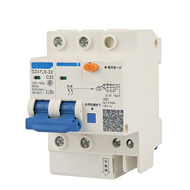 DZ47LE-32 Residual Current Circuit Breaker 2P plus N C32 RCCB 230V 32A 30mA Leakage overload ...