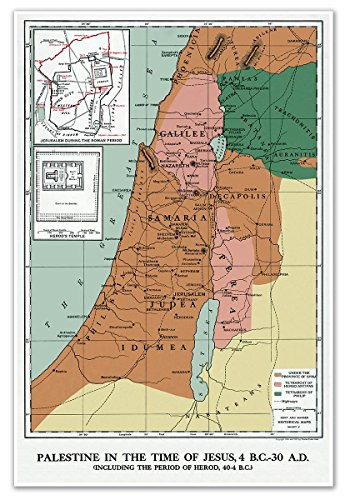 Antiguos Maps - Map of Palestine in the time of Jesus 4 BC - 30 AD ...