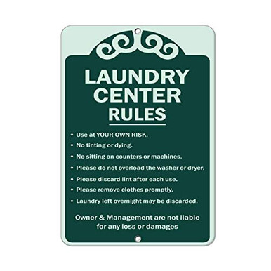Warning Sign Laundry Center Rules Use Own Risk Not Liable for Any ...
