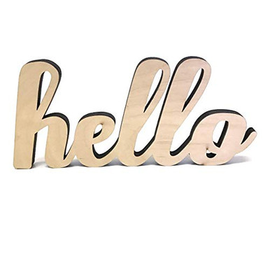 Wood Hello Cutout Sign Made of Birch Plywood and Natural Color ...