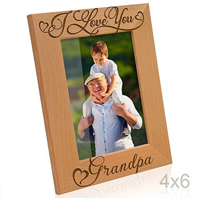 Kate Posh I Love You Grandpa-Natural Wood Engraved Picture Frame-Father ...