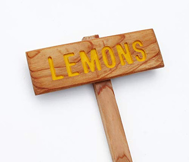 LEMONS Rustic Tree Sign Hand Routed Citrus Tree Marker Yellow Garden ...