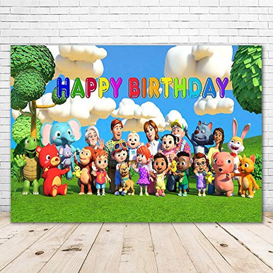 7x5ft Cocomelon Backdrop for Birthday Party Vinyl Cocomelon Green Grass ...