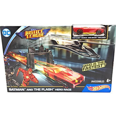 Hot Wheels DC Justice League Batman and The Flash Hero Race Playset ...