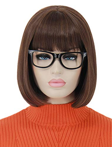 Mersi Brown Bob Wigs for Velma Cosplay Costume Women Girls Short Hair ...