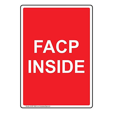 Vertical FACP Inside Sign 10x7 in. Aluminum for Fire Safety Equipment ...
