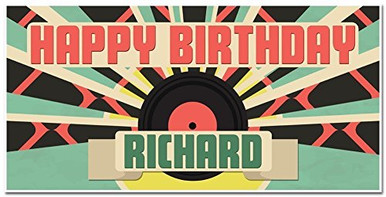 Personalized Retro Music Disco 70s Birthday Banner Party Decoration ...