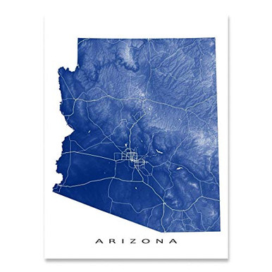 Arizona Map Wall Art Print 8x10 Arizona Map Poster 24x36 Handmade ...