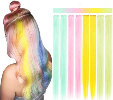 JCM Multicolors party highlights straight hair colorful clips multi ...