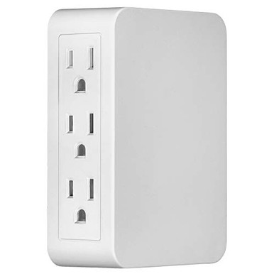 6 Outlet Side Access Outlet Splitter Adapter Wall Tap Turn 2 Outlets ...