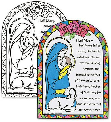 Youth Kids Color Your Own 11 inch Cardstock Hail Mary Prayers Home ...