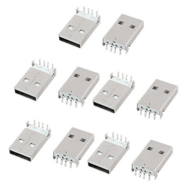 uxcell Right Angle 4 Pins PCB Mounting Type A USB Male Jack Connector ...