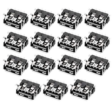 uxcell PCB USB Connector Type-A 4P 10mm Short Body SMT SMD Curled Edge ...