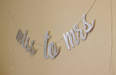 All About Details Miss to Mrs Cursive Banner (Silver) - Warehousesoverstock