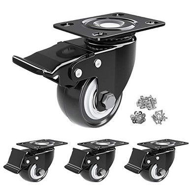 HOSOM 2 inch Swivel Caster Wheels with Safety Dual Locking Polyurethane ...