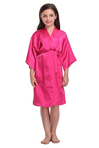 Kids Satin Short Robes Flower Girls Spa Bathrobe Nightgown for Wedding ...