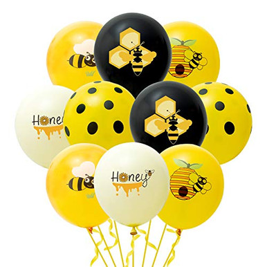 R HORSE 52 Pcs Bee Balloon Set 12 Inch Honey Yellow Black Polka Dots ...