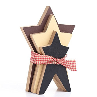Americana Stacked Wood Stars in Red Antique White and Blue All Tied ...