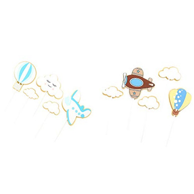 10pcs Sky Theme Party Decorated Hot Air Balloons Cake Insert Cloud ...
