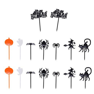 EXCEART 40 Pcs Cake Decoration Topper Halloween Themed Toppers Plastic ...