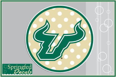 USF BULLS BULL HORNS on POLKA DOT CIRCLE 6 inch Vinyl Decal South ...