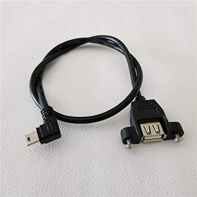90 Degree Right Angle 5Pin Mini B Male to USB A Female Data Cable Line ...