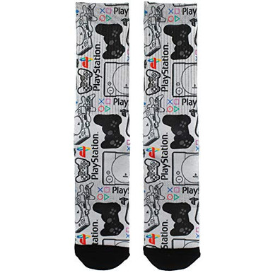 Sony PlayStation Console and Controller Crew Socks - Warehousesoverstock