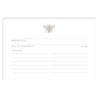 Gold Bee Recipe Cards from Dashleigh 48 Cards 4x6 inches Water ...