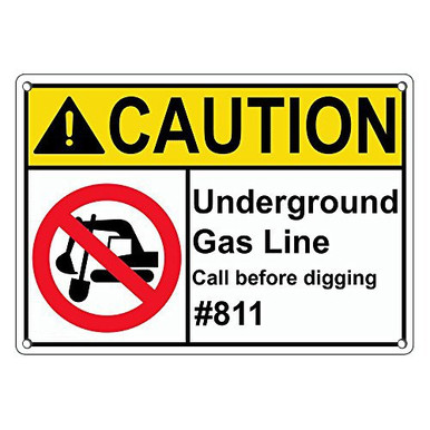 Weatherproof Plastic ANSI Caution Underground Gas Line Call Before ...