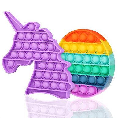 Rainbow Circle Pop Its It Push Pop Bubble Fidget Toy Pack Unicorn ...
