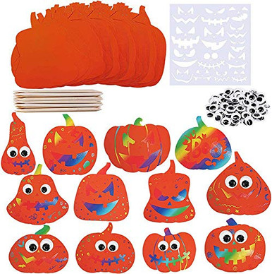 Winlyn 72 Sets Fall Magic Color Scratch Pumpkin Cutouts Craft Kit Paper ...