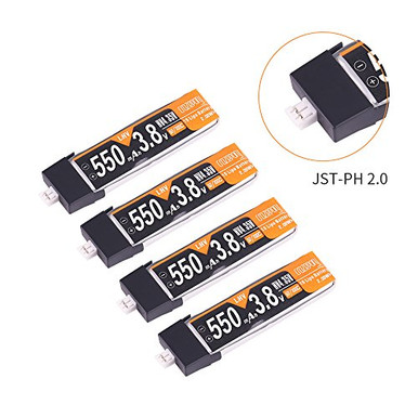 4pcs 550mAh HV 3.8V 1S LiPo Battery 50C JST-PH 2.0 PowerWhoop mCPX ...