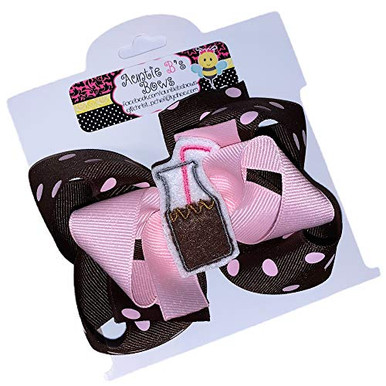 Chocolate Milk Boutique Hair Bow 4 inch with Tails Pink and Brown ...