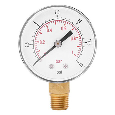 Utility Pressure Gauge 0-15psi/0-1bar Low Pressure Gauge 2 Dial Display ...