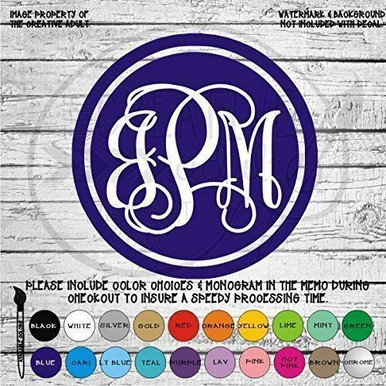 Circle Outline Monogram Vinyl Die Cut Decal Sticker for Car Laptop etc ...