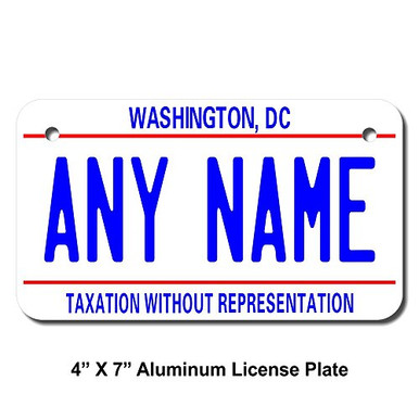 TEAMLOGO Personalized Washington DC License Plate - Sizes for Kids ...